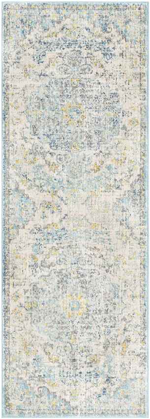 Olivia Traditional Ivory Cream Teal Yellow Area Rug - M & D