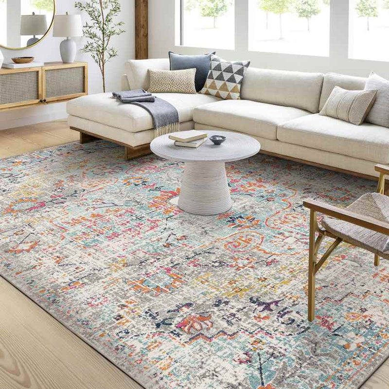 Olivia Traditional Teal Beige Area Rug - Elegant & Welcoming