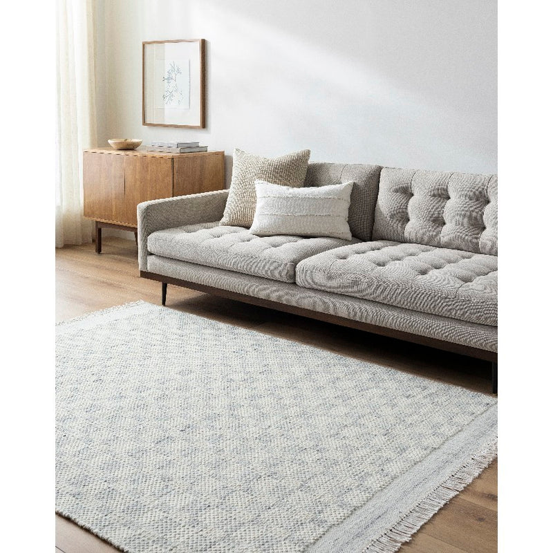 Clinten Solid and Border Light Slate Area Rug - Modern Chic