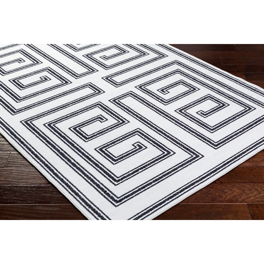 Staley Modern Black Washable Area Rug - Bold & Sophisticated