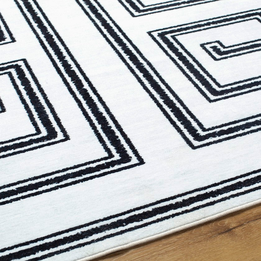 Staley Modern Black Washable Area Rug - Bold & Sophisticated