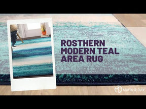 Rosthern Modern Teal Area Rug - Stylish Pop Flair